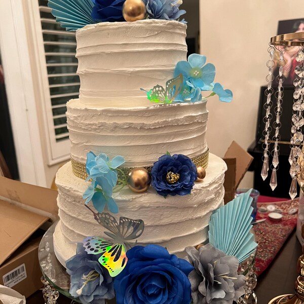 Rustic Wedding Cake for Display. Diagonal Buttercream Design. Faux ...