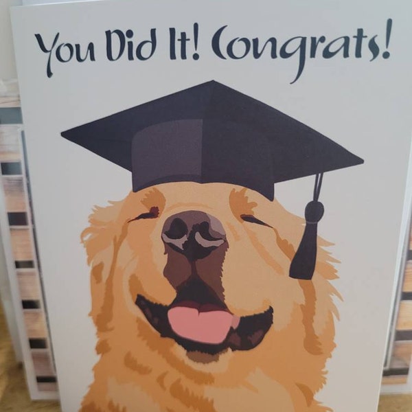 Golden Retriever Congrats on Graduation Card, Golden Retriever Dog Gift ...