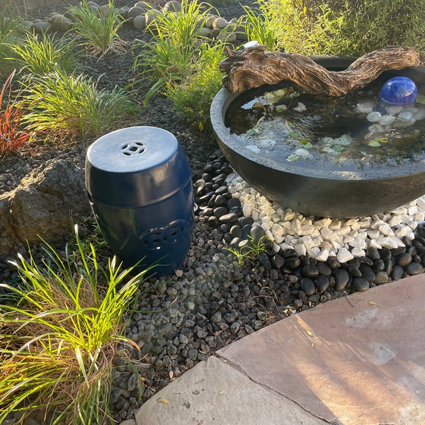 Pond Float Garden Gazing Ball Centerpiece. Lapis Blue. Hand Blown Glass ...