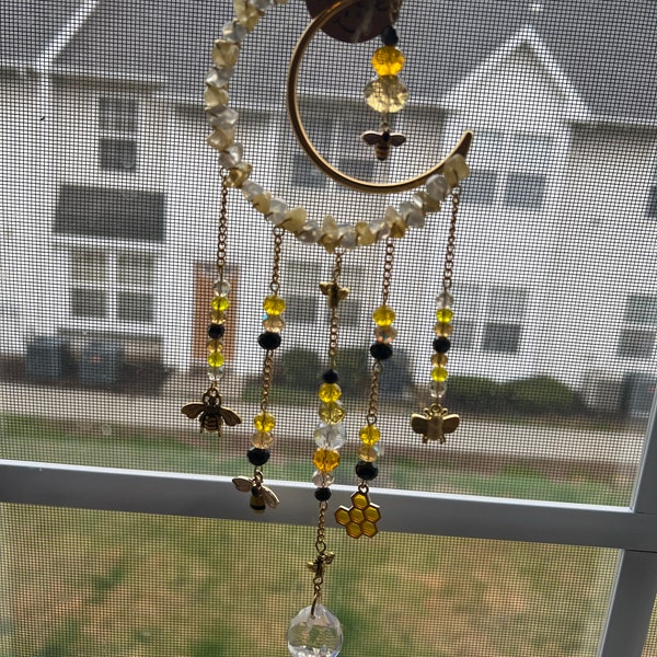 Bee Suncatcher Honey Bee Decor Bee Sun Catcher Citrine Suncatcher Bee ...