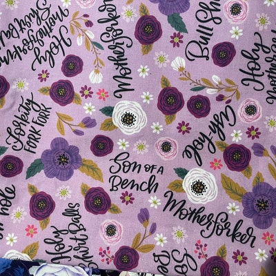 Swear Words Fabric Cute Not so Sweary Toss Purple by Cynthiafrenette ...