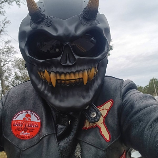 The Black Demon Skull Motorcycle Helmet Custom DOT and ECE Approved - Etsy