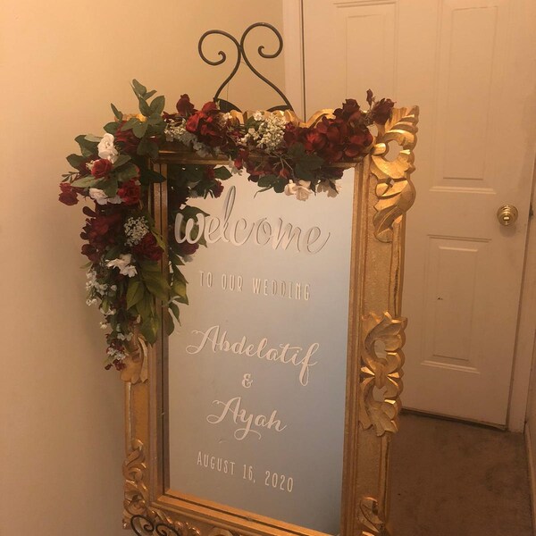 Simple Personalized Wedding Welcome Sign Names and Date Decal -wall ...