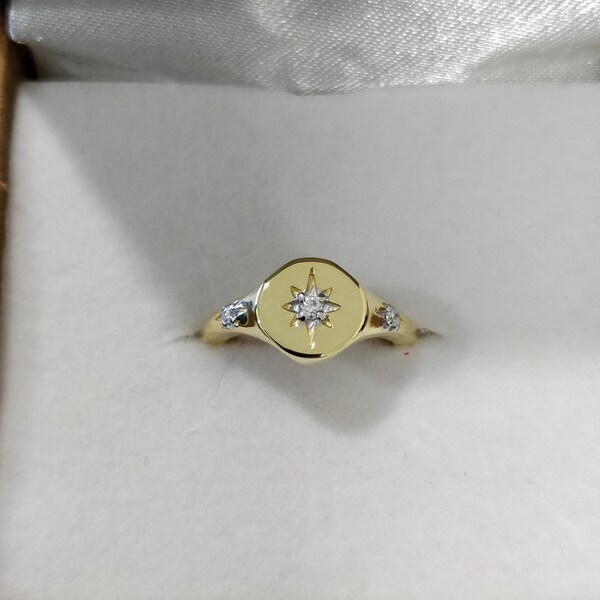 Polar Star Ring 14K Gold, North Star Ring, Polaris Ring, Dainty ...
