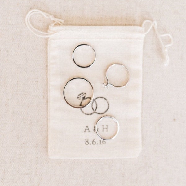 Personalized Ring Bag for Wedding, Elopement, Proposal - Rustic Cotton ...