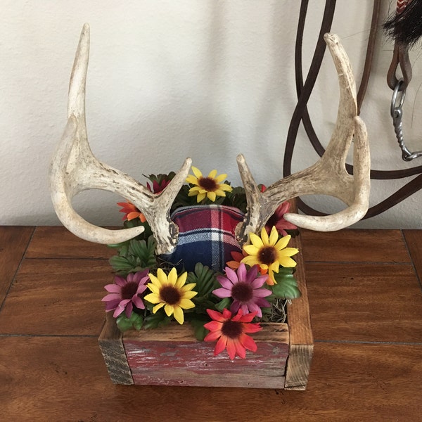 Whitetail Deer Antler Swag Light Real Antlers With Flannel Shirt With ...