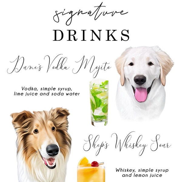 Dog Custom Drink Sign Dog Signature Drink Sign Dog Signature Cocktail ...