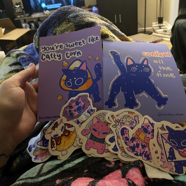 Valentine's Day Themed Cat Stickers, Funny Sticker Set, Kawaii Themed ...