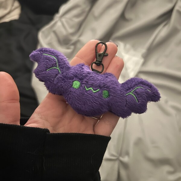 Embroidered Minky Bat Keychain - Cute Key Fob Purse Charm - Etsy