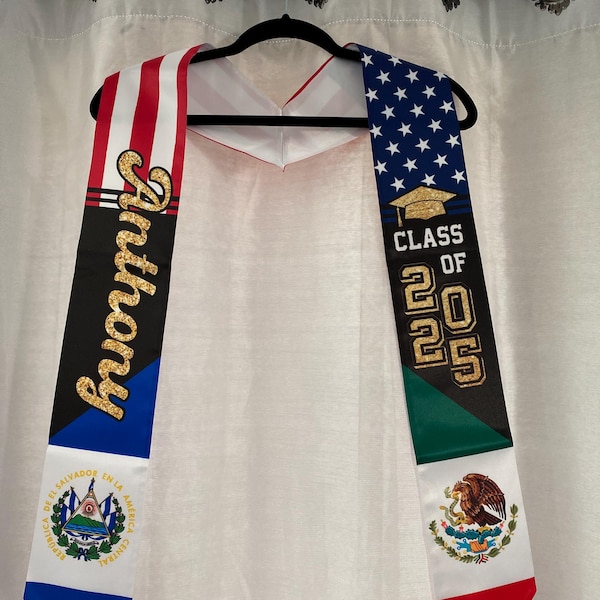Personalized Mexican Graduation Stole, Custom El Salvador Graduation ...
