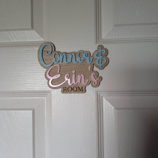 Personalised Siblings Name Bedroom Sign With 2 Colours, Door Plaque for ...