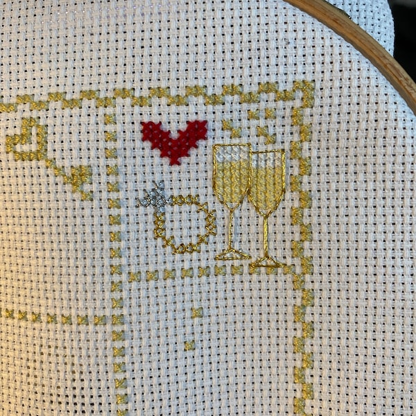 Engagement Card Digital PDF Cross Stitch Pattern - Customisable With ...