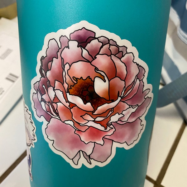 Peony Original Design Sticker Waterproof - Etsy
