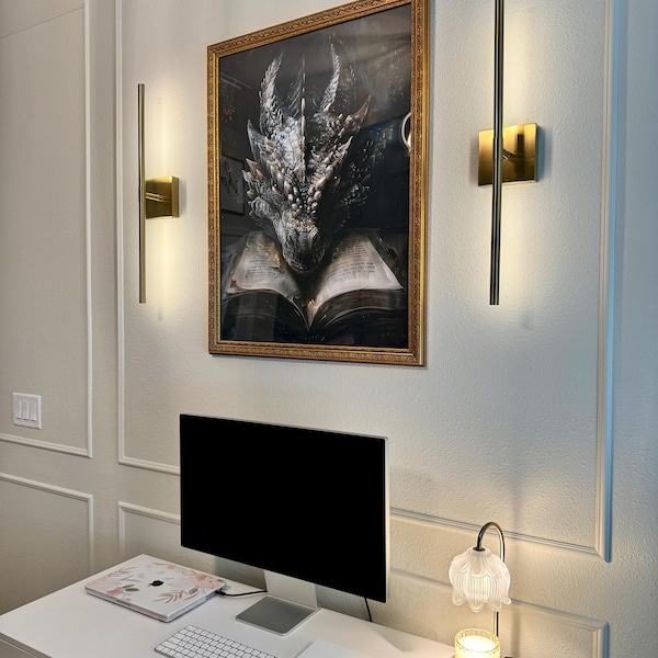 Large Book Dragon Painting, Art Print Poster, Gothic, Fantasy Wall ...