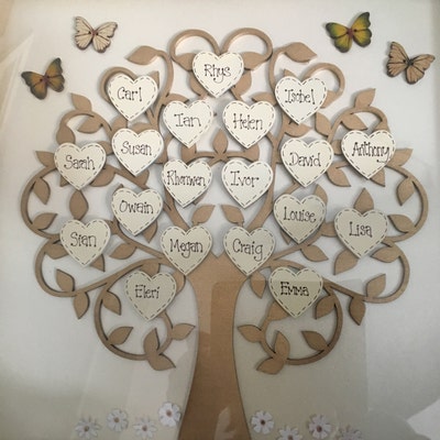 Large Family Tree. Handmade Family Tree Frame. Personalised Tree ...