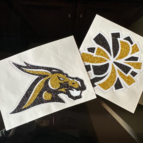 Cheer Glitter Stickers Personalized Cheerleader Pom Poms 6x3.5 varsity ...