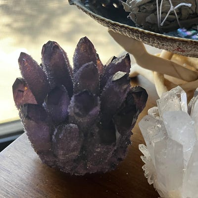 Amethyst Cluster Rock Dark Purple Phantom Ghost Quartz Geode Cluster ...