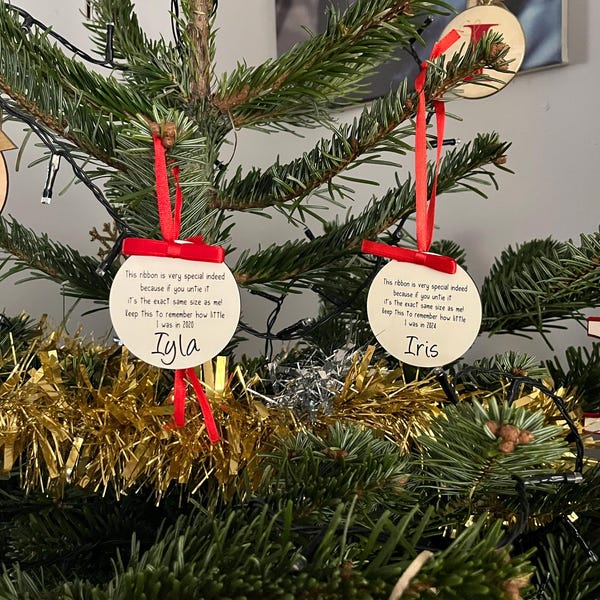 Personalised Height Memory Bauble - Keepsake Gift - Ribbon Measurement ...