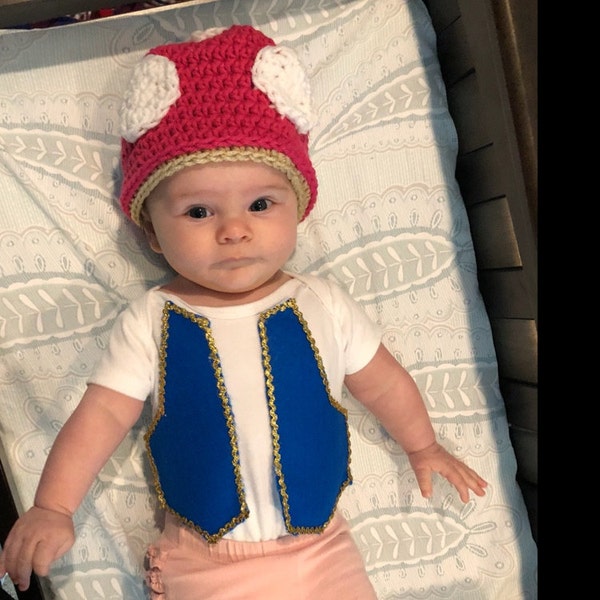 Super Mario Bros Toad Toadette Mushroom Crochet Beanie Newborn Infant ...