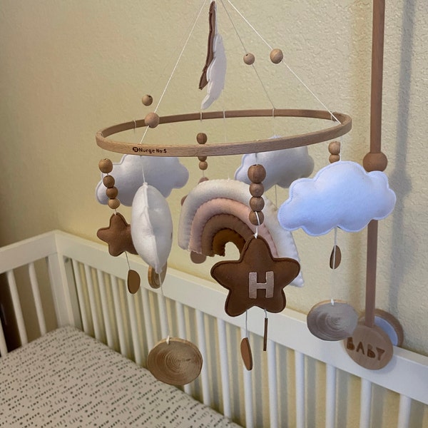 Boho Mobile Neutral Baby Mobile Rainbow Mobile Musical Bebe for Boho ...