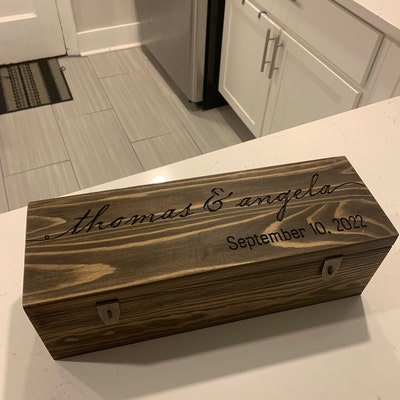 Wine Box With Lock Custom Engraved With Name and Date Champagne Box - Etsy