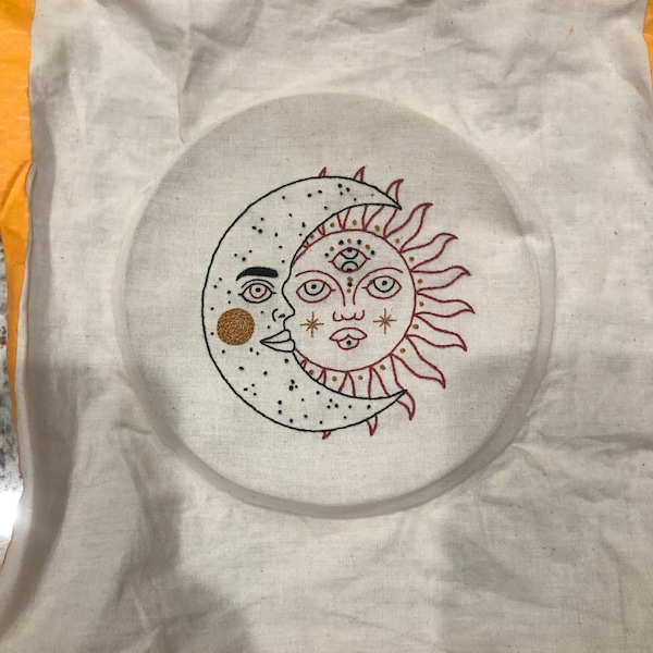 Digital PDF Pattern - Crescent Moon and Sun With Star Details Hand ...