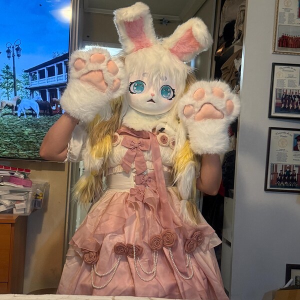 Baby Pink Fursuit Head,kemono Fursuit Mask,fursona,custom Fursuit ...