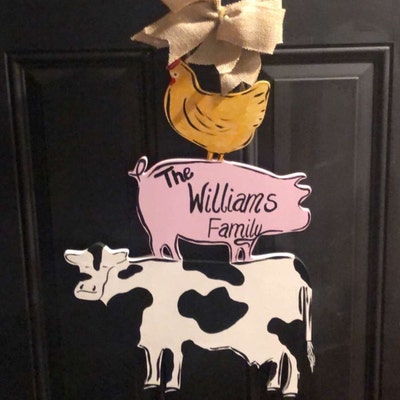Chicken, Pig, Cow Wooden Door Hanger - Etsy