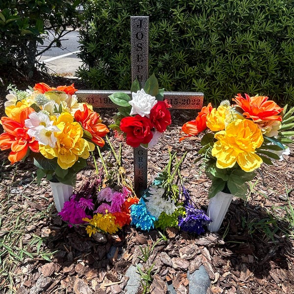 STEEL Infant Cross With Bear Figures// Infant Grave Marker// Baby Cross ...