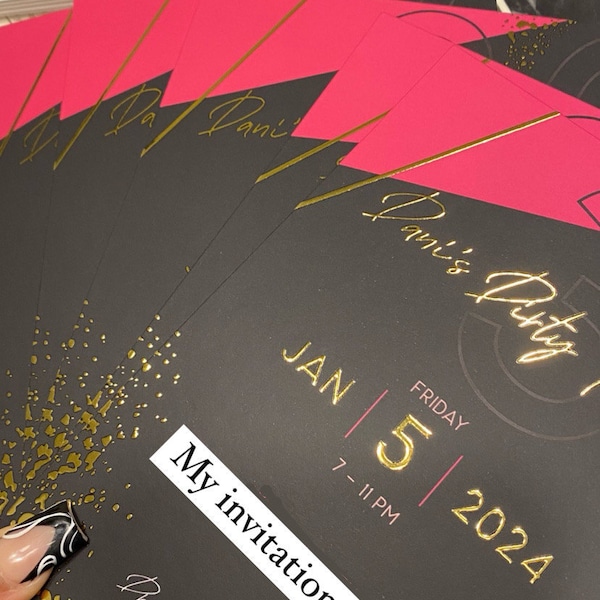 Foil Printed Invitations With Envelopes, Custom Foil Printing, 5x7 ...
