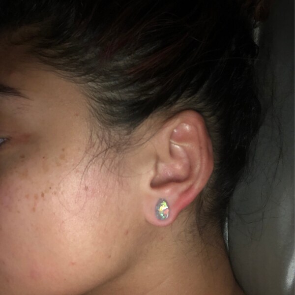 White Holographic Glitter and Resin Ear Plugs - Ear Gauges - Gift for ...