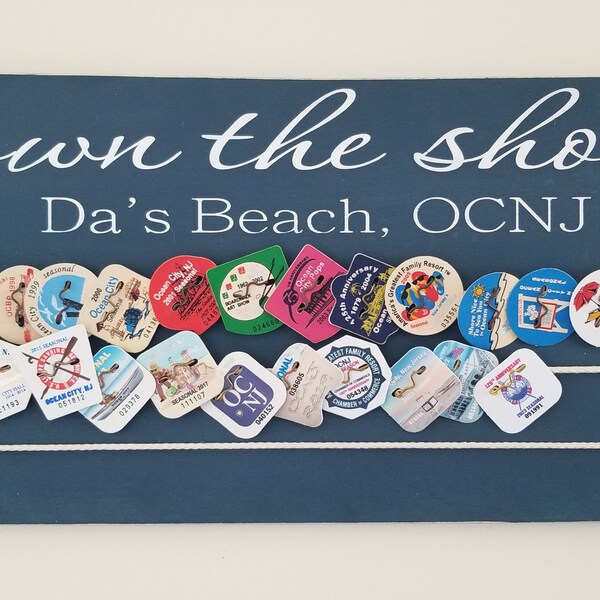 Beach Badge Display With Custom Town, Badge Tag Holder, Collection ...