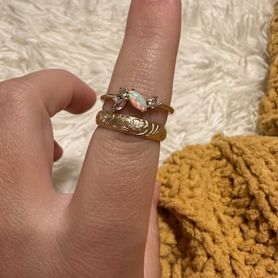 Gold Floral Ring Set 14k Gold Filled Stacking Ring Set of Gold Bands - Etsy