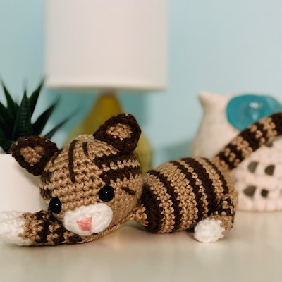 Crochet Tabby Cat Pattern PDF, Brown Red Striped Kitty Crochet Tutorial ...