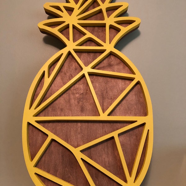 Geometric Pineapple Wood Sign + Pineapple Wall Decor + Beach Theme ...