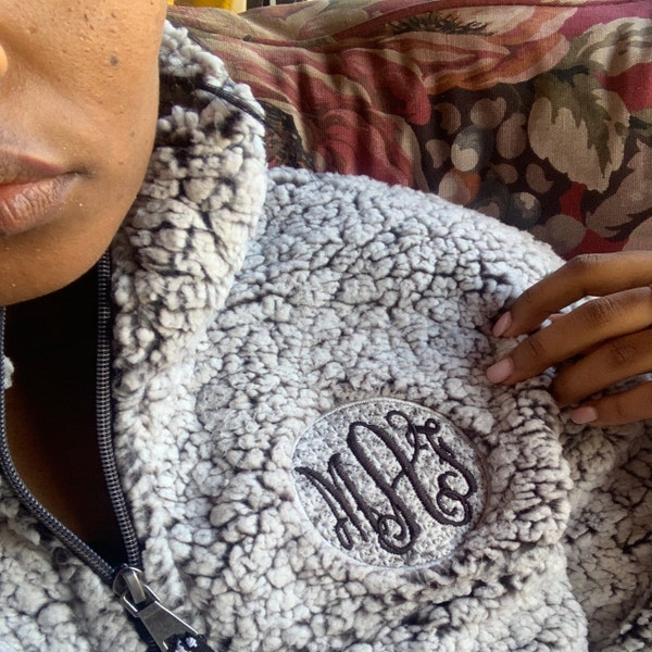 Monogrammed Sherpa Women, Personalized Gift for Her, Sherpa Pullover ...