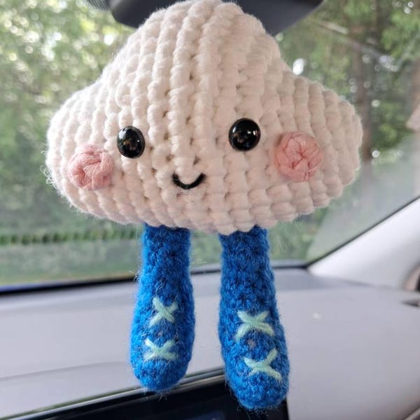 Crochet Cloud Pet Keychain PDF Pattern, Low Sew Crochet Cloud Amigurumi ...