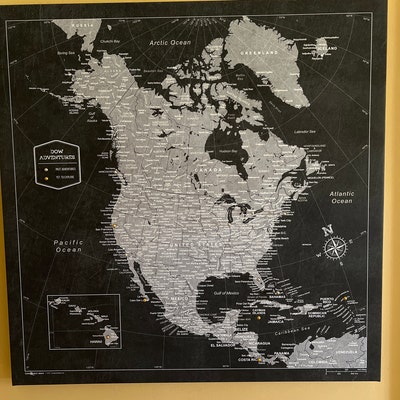 North America Travel Push Pin State Map Modern Cork Pin Board Canvas ...