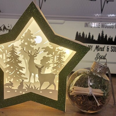 Pack 4 Merry Christmas Hanging Star Lantern Shadow Box SVG Template ...