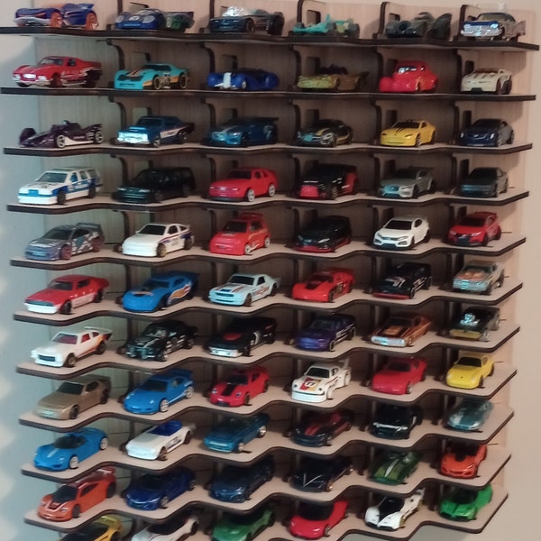 1 Toy Car Display for 1:64 Die Cast Wheels. Cool Diagonal Shelf Holds ...