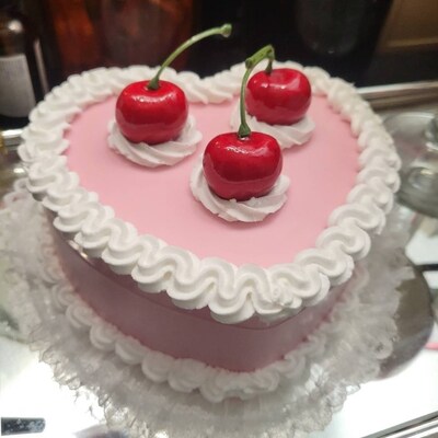 Heart Fake Cake Sprinkle Cherry Mirror White Hangable - Etsy