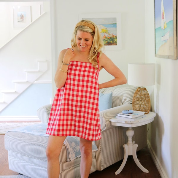A Line Mini Dress Pattern: Adjustable Straps, Lining Options (PDF ...