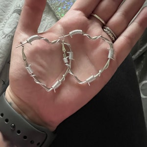 Large Barbed Wire Hoop Earrings / Silver Barbed Wire Circular Hoops - Etsy
