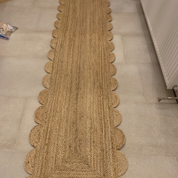 Scalloped Runner Rug, Jute Scallop Rug, Jute Runner Rug, Natural Jute ...