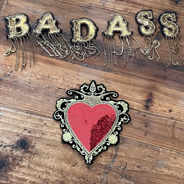 Gold Rhinestone Fringe Lovers Sequins Patch Beads Tassels Applique Sew ...