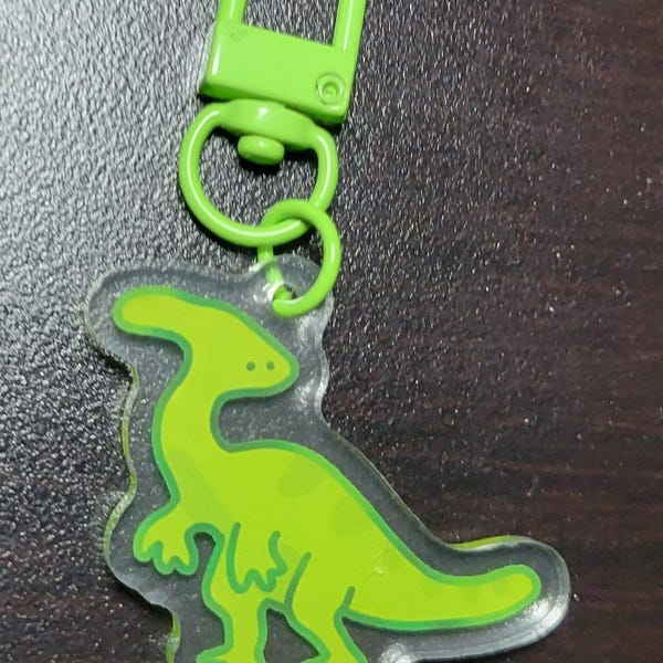 Dinosaur Acrylic Keychain | Cute Dino Clear 1 Inch Double-sided Charm ...