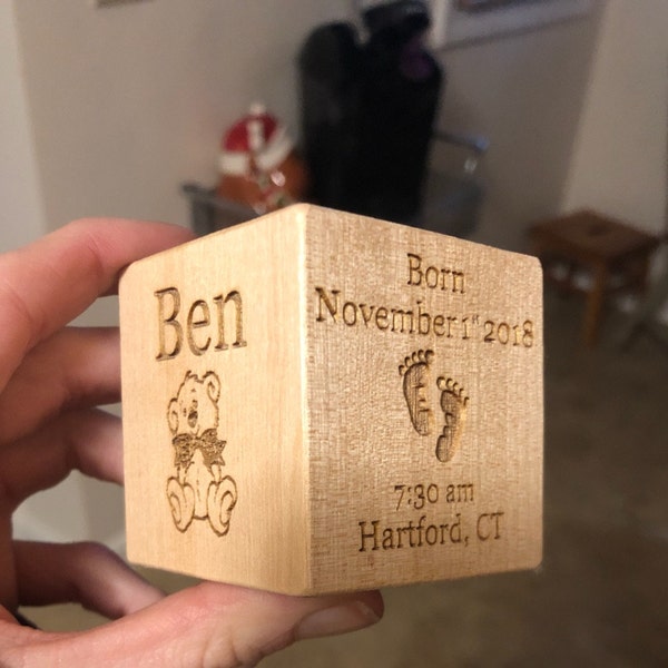 Personalized Baby Gift Baby Block Wooden Baby Girl Gift Personalized ...