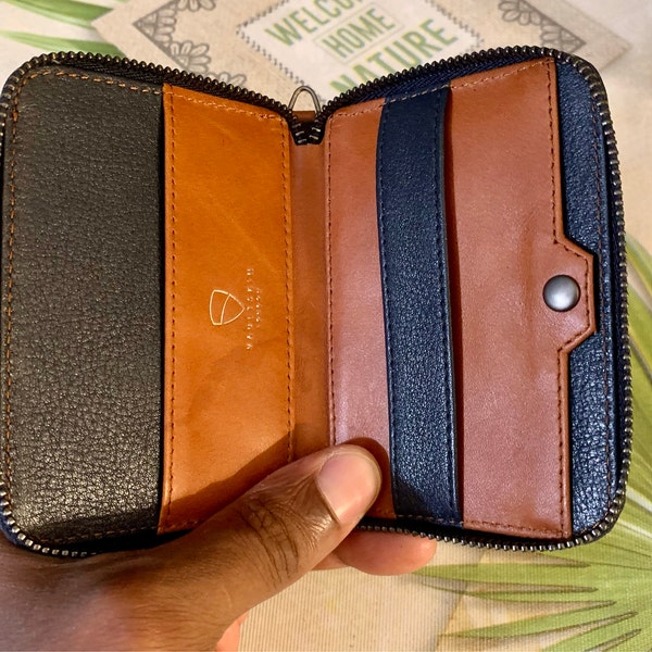 Minimalist Leather Zipper Wallet, Slim Rfid-blocking Card Holder ...