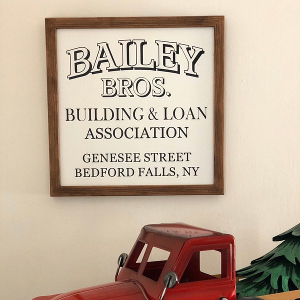 Christmas Sign, Bailey Bros. Building and Loan, Bedford Falls, Holiday ...