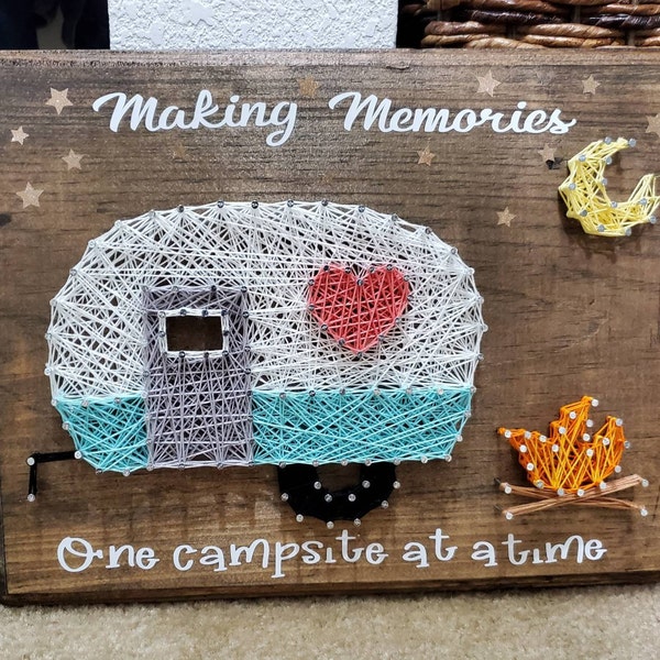 Happy Campers Sign, Vintage Camper Decor, Blue Vintage Retro RV Camper ...